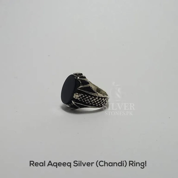 Buy Real Aqeeq Turkish Silver (Chandi) Ring For Men’s – Silver Jewelry in Pakistan | Silverstones.pk