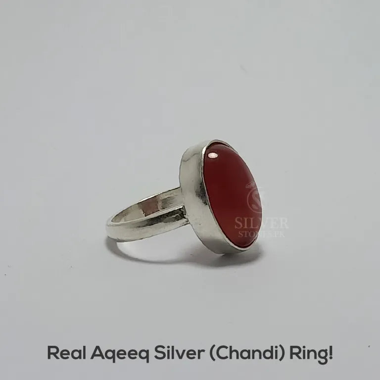 Real Aqeeq Silver (Chandi) Ring