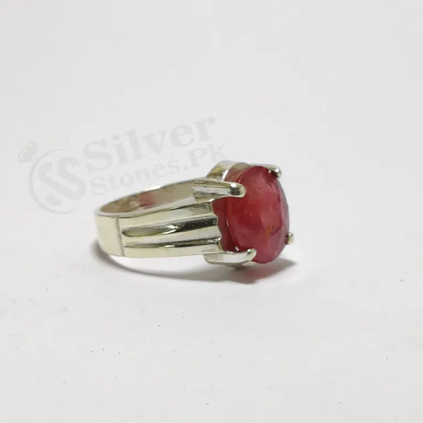Real Ruby Stone Silver (Chandi) Ring for Men