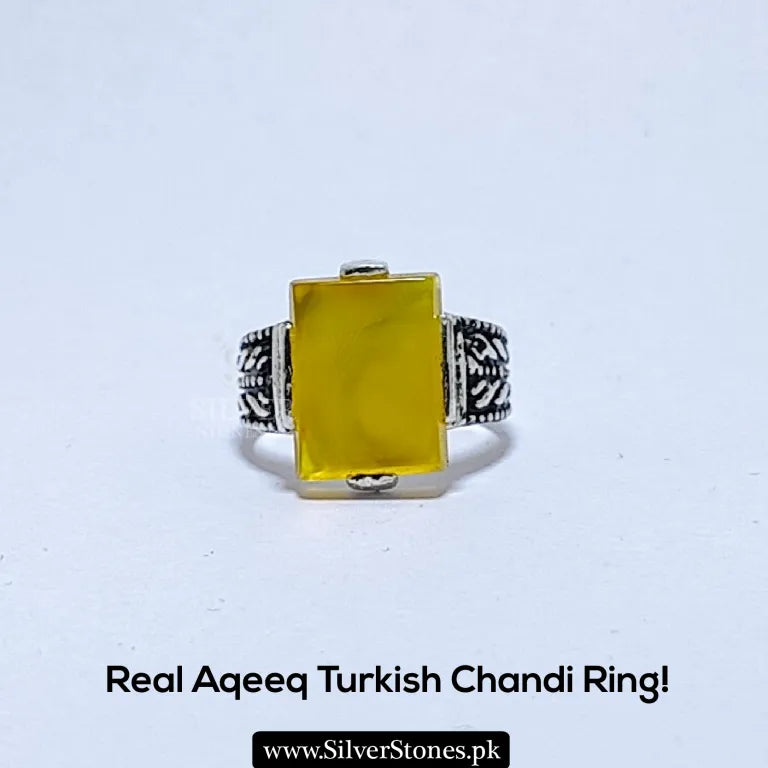 Real Aqeeq Turkish Silver (Chandi) Ring For Men’s – SilverStones.Pk