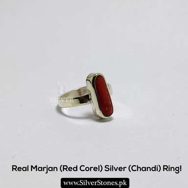 Real Red Coral (Marjan) Silver Ring – SilverStones.Pk