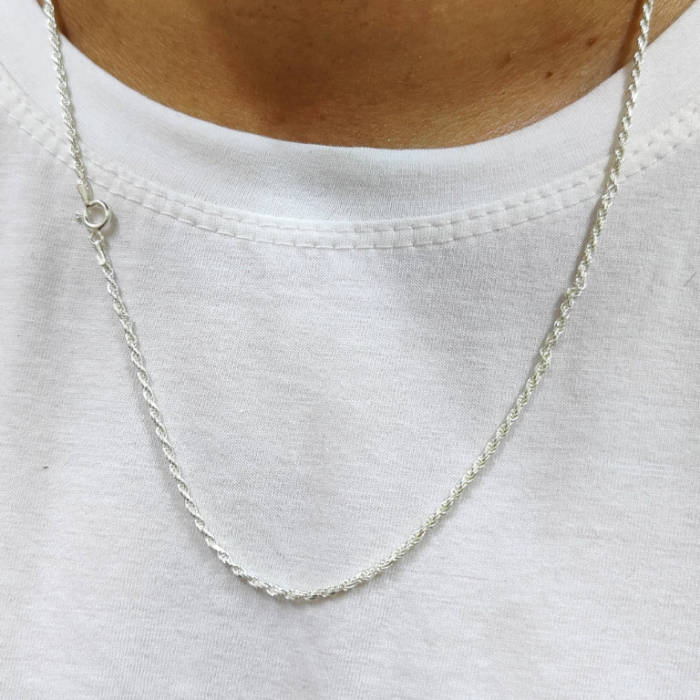 Italian 925 Silver (Chandi) 2mm Rope Chain