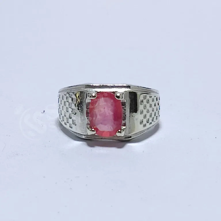 Real Ruby Stone Silver (Chandi) Ring for Men