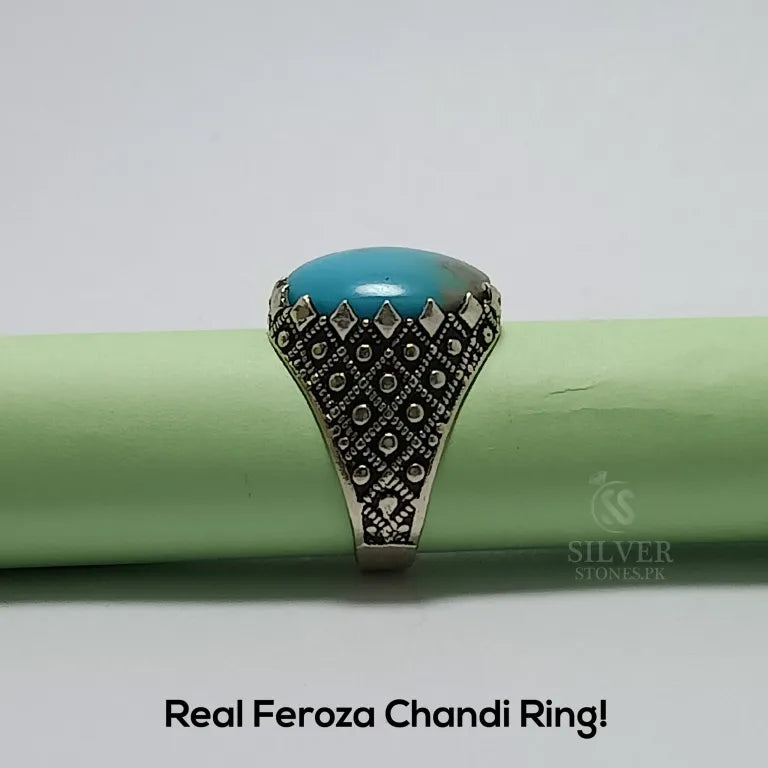 Real Irani Shajri Feroza Silver Ring for Men