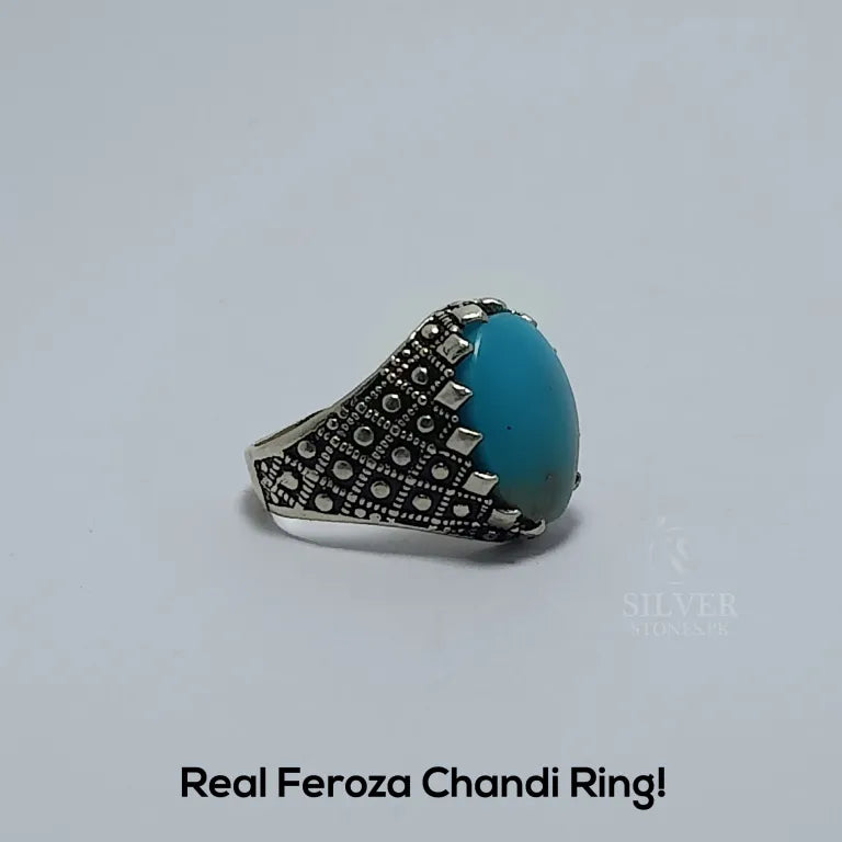 Real Irani Shajri Feroza Silver Ring for Men