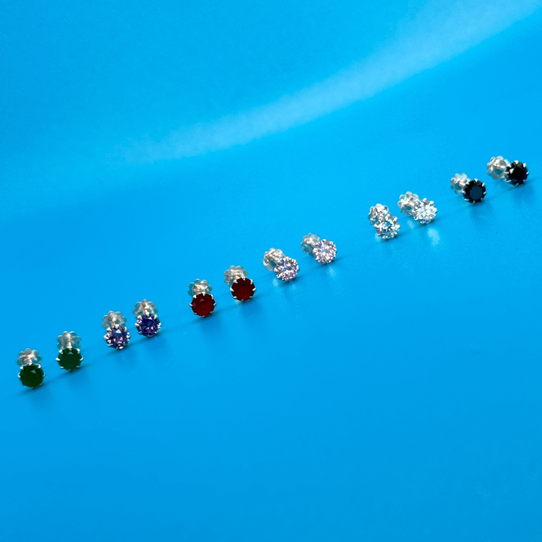 Silver Tops - 4mm Zircon Stones