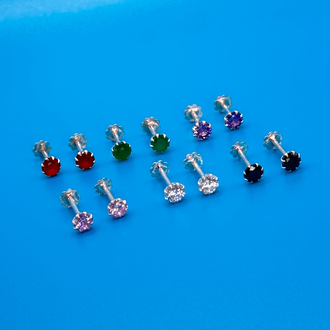 Silver Tops - 4mm Zircon Stones