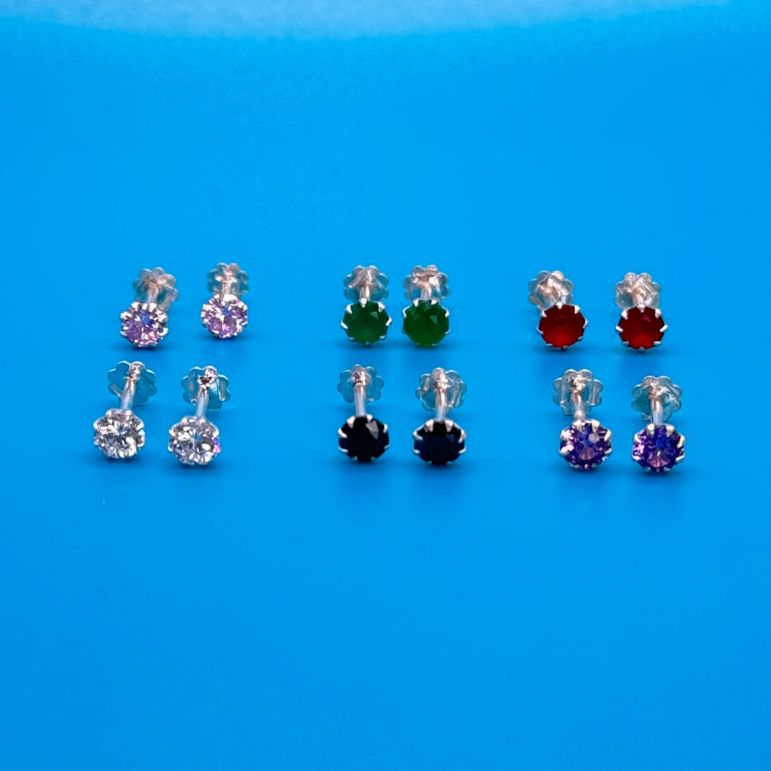 Silver Tops - 4mm Zircon Stones