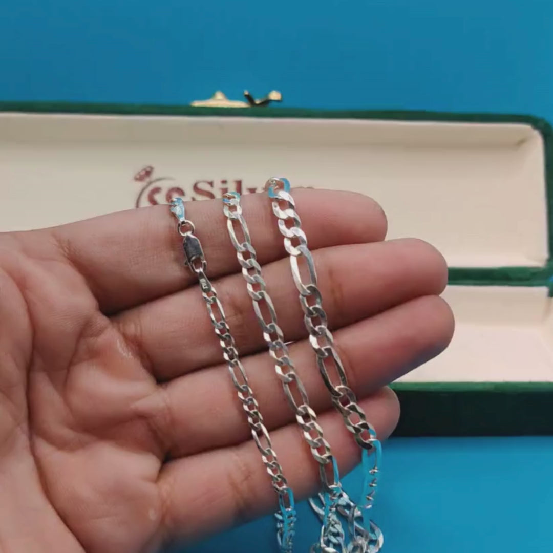Italian 925 Silver Figaro Bracelet - 5mm